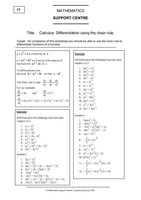 Differentiation Using The Chain Rule