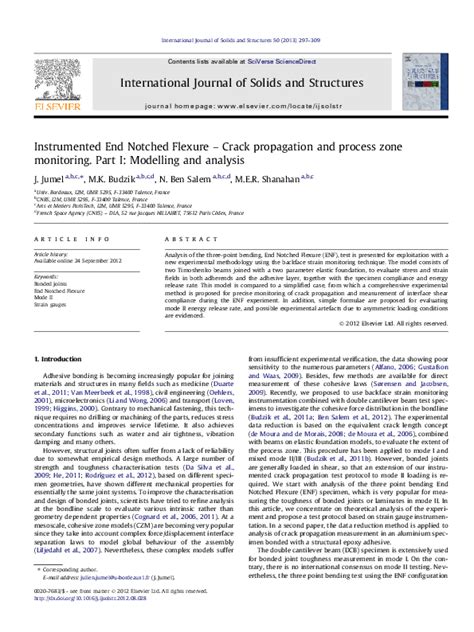 Pdf Instrumented End Notched Flexure Crack Propagation And Process Zone Monitoring Part I