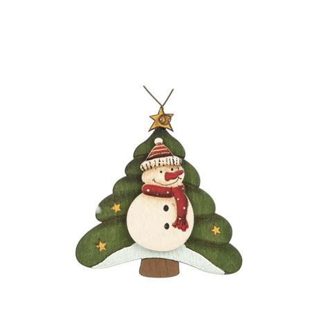 Set 4 Ornamente Pentru Bradul De Craciun Brad Cu Om De Zapada 12 Cm