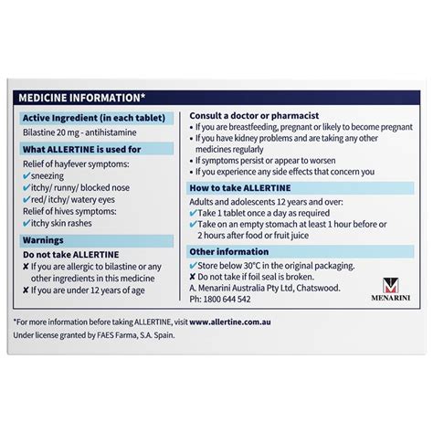 Buy Allertine 20mg 80 Tablets Exclusive Size Online At Epharmacy®