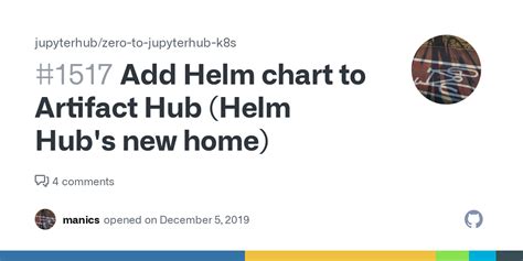 Add Helm Chart To Artifact Hub Helm Hubs New Home · Issue 1517 · Jupyterhubzero To