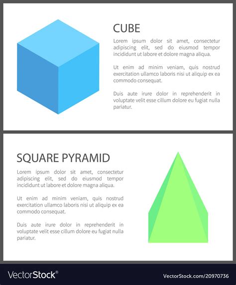 Cube And Square Pyramid Figures Isolated On White Vector Image