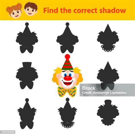 유치원 아이 들을 위한 교육 논리 게임 광대의 올바른 그림자를 찾으십시오 어린이 재미 있는 수수께끼 엔터테인먼트 가위에 대한