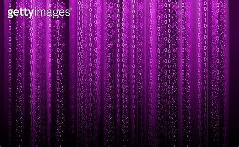 Technology Binary Abstract Background Matrix Style Purple Color Falling Numbers Digital