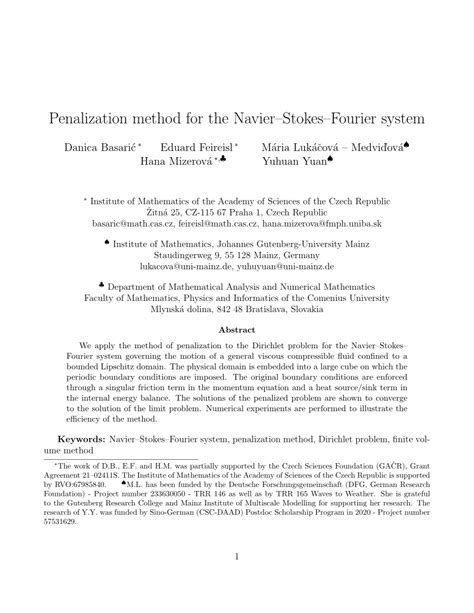 Pdf Penalization Method For The Navier Stokes Fourier System