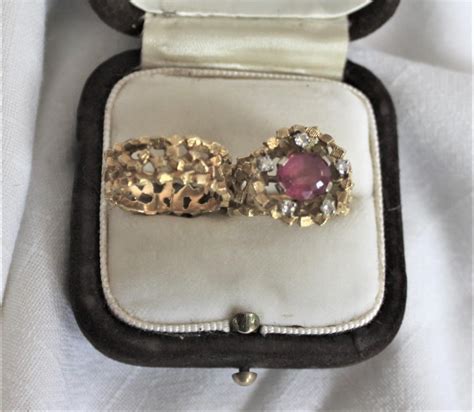 John Donald 18 Karat Yellow Gold And Diamond Brutalist Styled Wedding Ring Set For Sale At 1stdibs