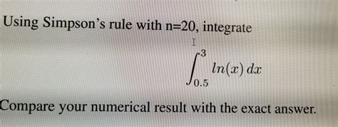 solved using simpson s rule with n 20 integrate in x dx j