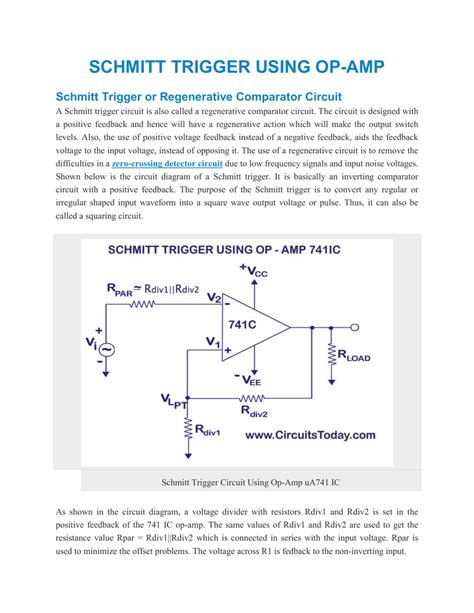 Schmitt Trigger Using Op Amp Schmitt Trigger Or