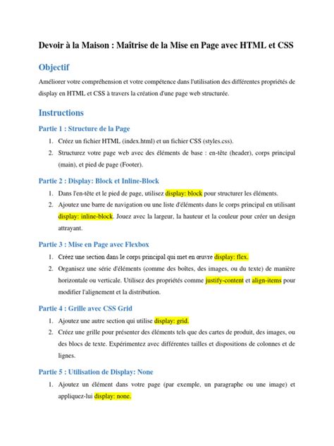 Maîtrise De La Mise En Page Html Css Pdf Mise En Page Html