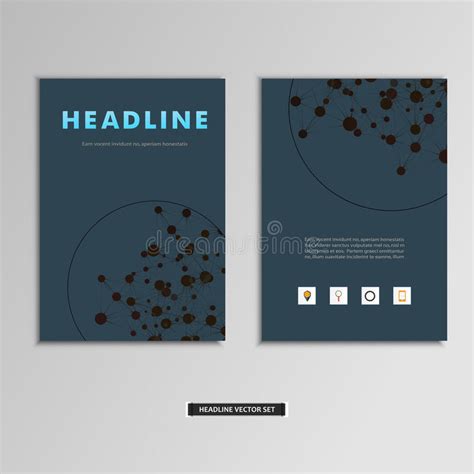 Set Of Vector Artwork With Molecular Background Stock Vector