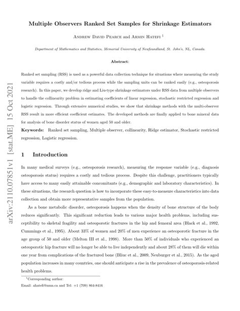 Pdf Multiple Observers Ranked Set Samples For Shrinkage Estimators