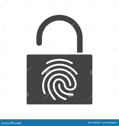 Fingerprint Lock Icon Vector Image Stock Vector Illustration Of