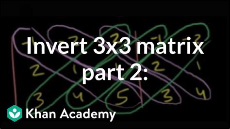 Inverting 3x3 Part 2 Determinant And Adjugate Of A Matrix Matrices Precalculus Khan