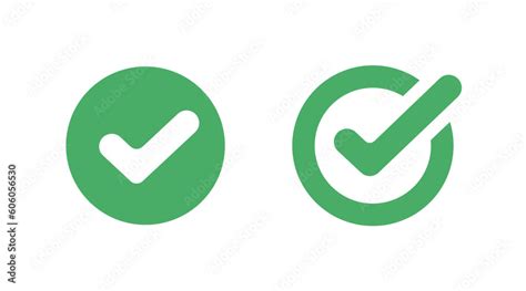Check Mark Tick Icon Green Vector Graphic Pictogram Simple Right