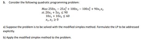 5 Consider The Following Quadratic Programming