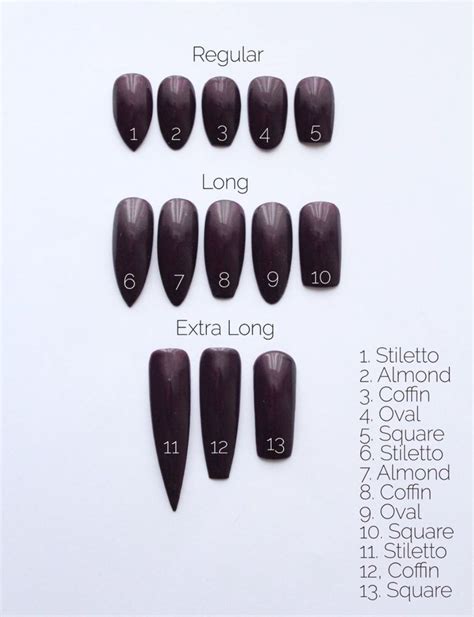 Acrylic Coffin Nail Shape Chart Tips Color Short Acrylic Nails