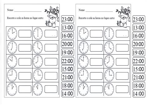 💖relógio Analógico Recorte E Cole As Horas · Alfabetização Blog
