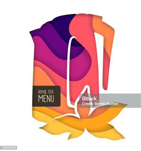 주전자 실루엣 종이 아트 스타일 디자인을 잘라냅니다 로얄 티 메뉴 디자인 0명에 대한 스톡 벡터 아트 및 기타 이미지 0명 고풍스런 공예 Istock