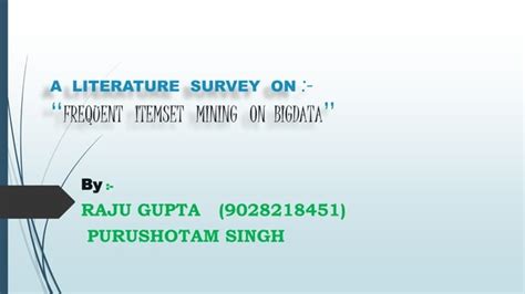 Frequent Itemset Miningfim On Bigdata Pptx