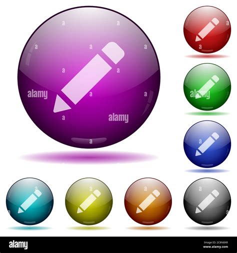 Set Of Color Pencil Glass Sphere Buttons With Shadows Stock Vector Image And Art Alamy