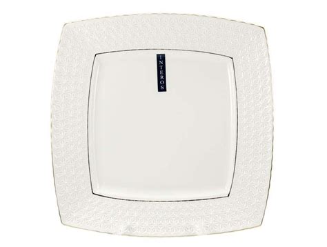 Тарілка фарфорова біла обідня 25 см квадратна Снігова королева Interos