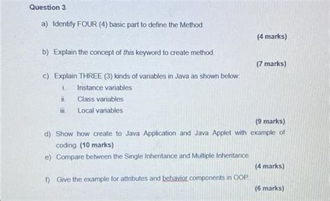 Solved Question 3 A Identify Four 4 Basic Part To Define