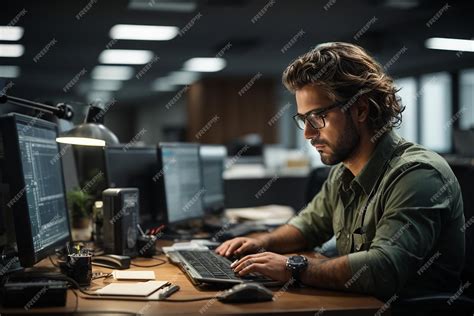 Premium Photo Engineer Working On A Computer In Office Engineering And Architecture Concept