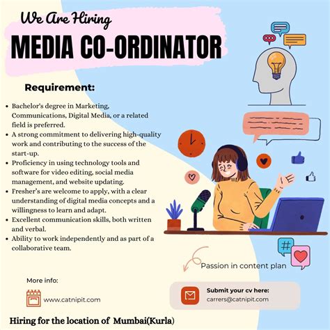 Catnip Infotech Private Limited On Linkedin Hiring Cfbr Techmedia Mediacoordinator Itmedia