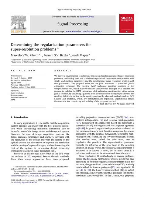 Pdf Determining The Regularization Parameters For Super Resolution Problems Dokumen Tips