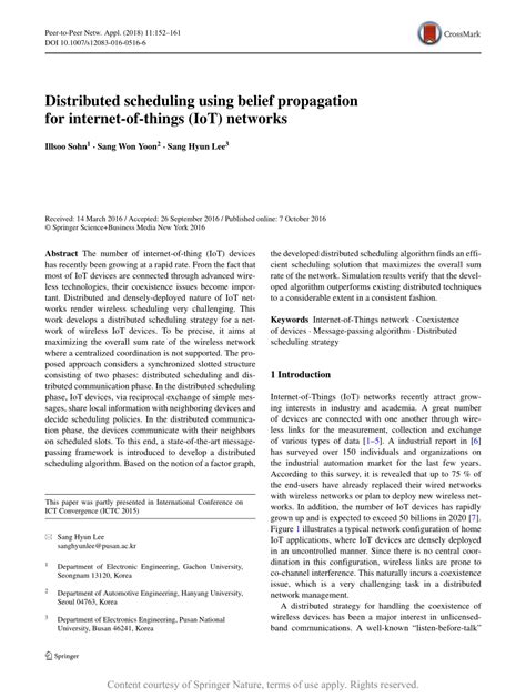 Distributed Scheduling Using Belief Propagation For Internet Of Things