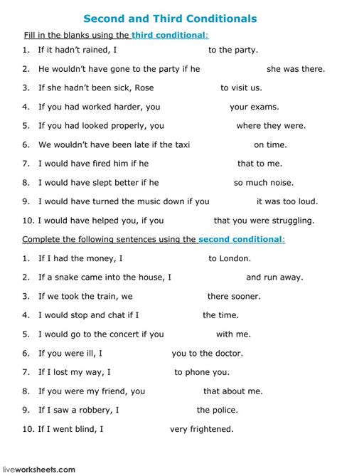 First Second And Third Conditional Exercises