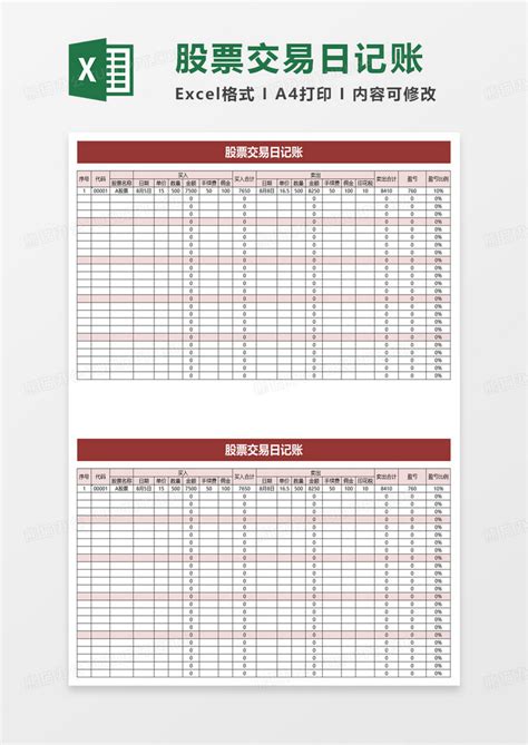 股票交易日记账excel模板下载熊猫办公