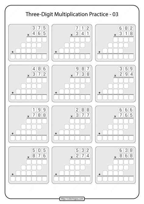 Multiplication 3 Digit By 2 Digit Worksheet