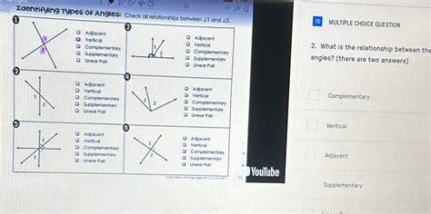 Solved Identifying Types Of Angles Check All Relati Multiple Choice