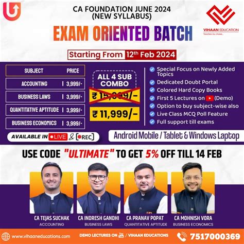 Ca Foundation New Syllabus All Subjects Combo Exam Oriented Batch Law By Ca Indresh Gandhi