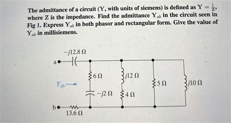 Solved The Admittance Of A Circuit ﻿y ﻿with Units Of