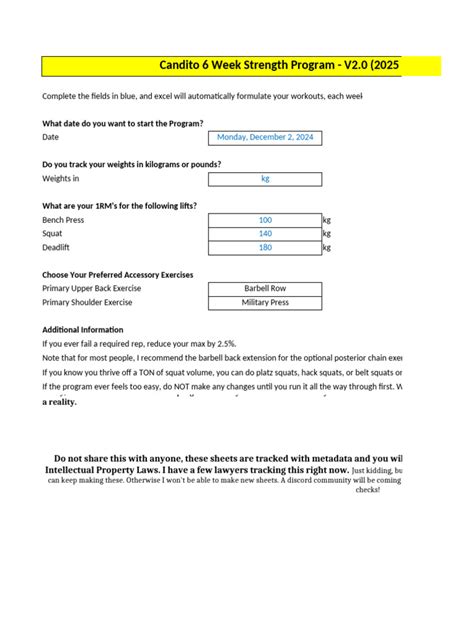 Candito 6 Week Strength Program V2 0 Pdf Management Of Obesity