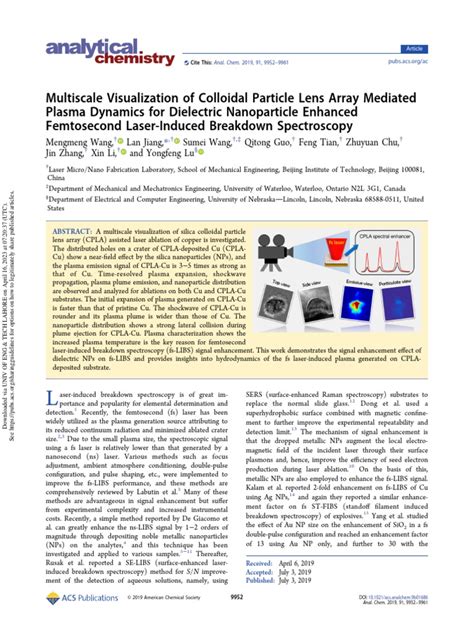 Multiscale Visualization Of Colloidal Particle Lens Array Mediated Fs Libs Pdf