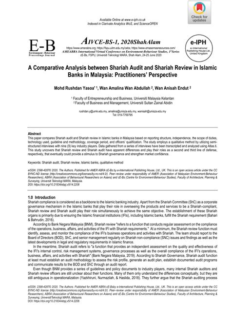 Pdf A Comparative Analysis Between Shariah Audit And Shariah Review In Islamic Banks In