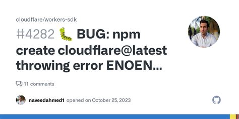 🐛 bug npm create cloudflare latest throwing error enoent no such file