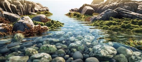 Premium Ai Image The Sea Water Recedes The Water Flows Gently Between