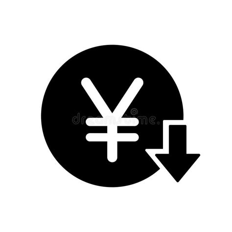 Japanese Yen Sign With Arrow Down Rounded Black Vector Icon Cost Reduction Price Icon Stock