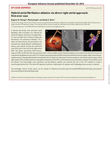 Pdf Hybrid Atrial Fibrillation Ablation Via Direct Right Atrial Approach First Ever Case