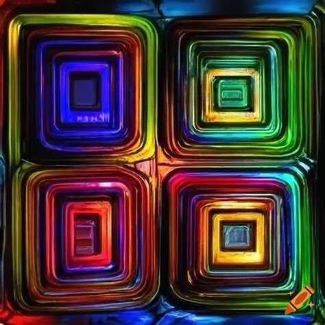 Stained Glass Inspired Array Of Colorful Square Buttons On Craiyon