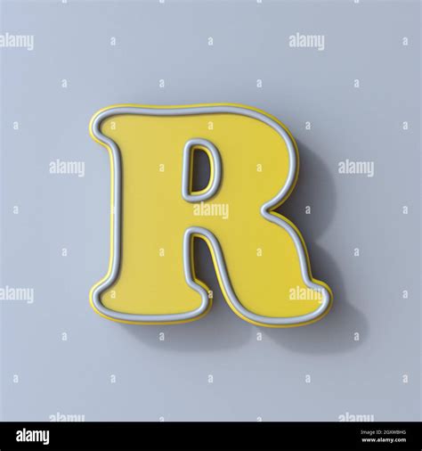 Yellow Cartoon Font Letter R D Render Illustration Isolated On Gray Background Stock Photo Alamy