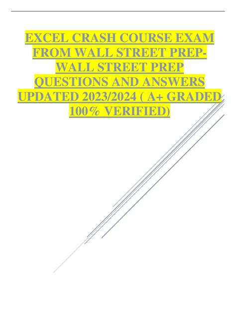 Excel Crash Course Exam From Wall Street Prep Wall Street Prep