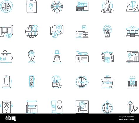 Town Blueprint Linear Icons Set Planning Infrastructure Zoning Roads Traffic Utilities
