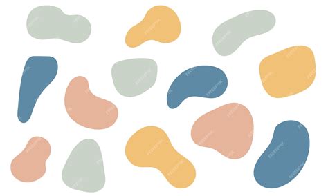 추상 유기 모양 현대 얼룩 모양 액체 기본 모양 유기 아메바 Blob 모양 추상 다채로운 벡터 일러스트 기본 얼룩 흰색 배경에