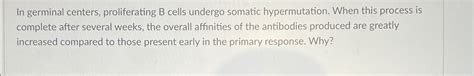Solved In Germinal Centers Proliferating B Cells Undergo