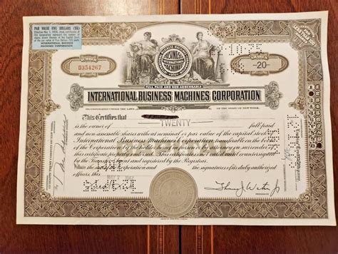 Ibm 1957 Stock Certificate Rantiques